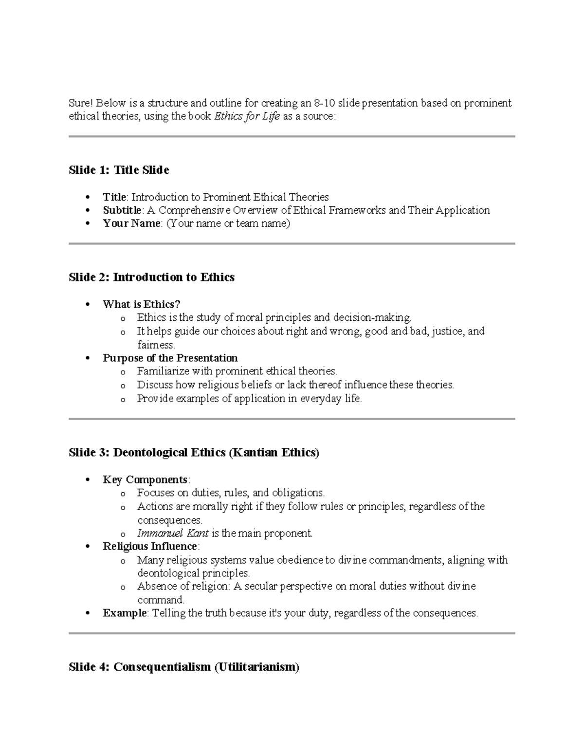 ETH 101: Week 2 Summative Presentation on Ethical Theories Overview ...