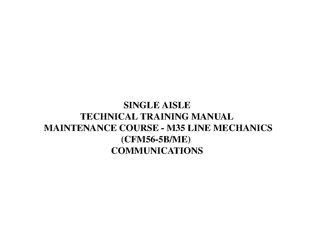 SINGLE AISLE TECHNICAL TRAINING MANUAL: MAINTENANCE COURSE M35 ...