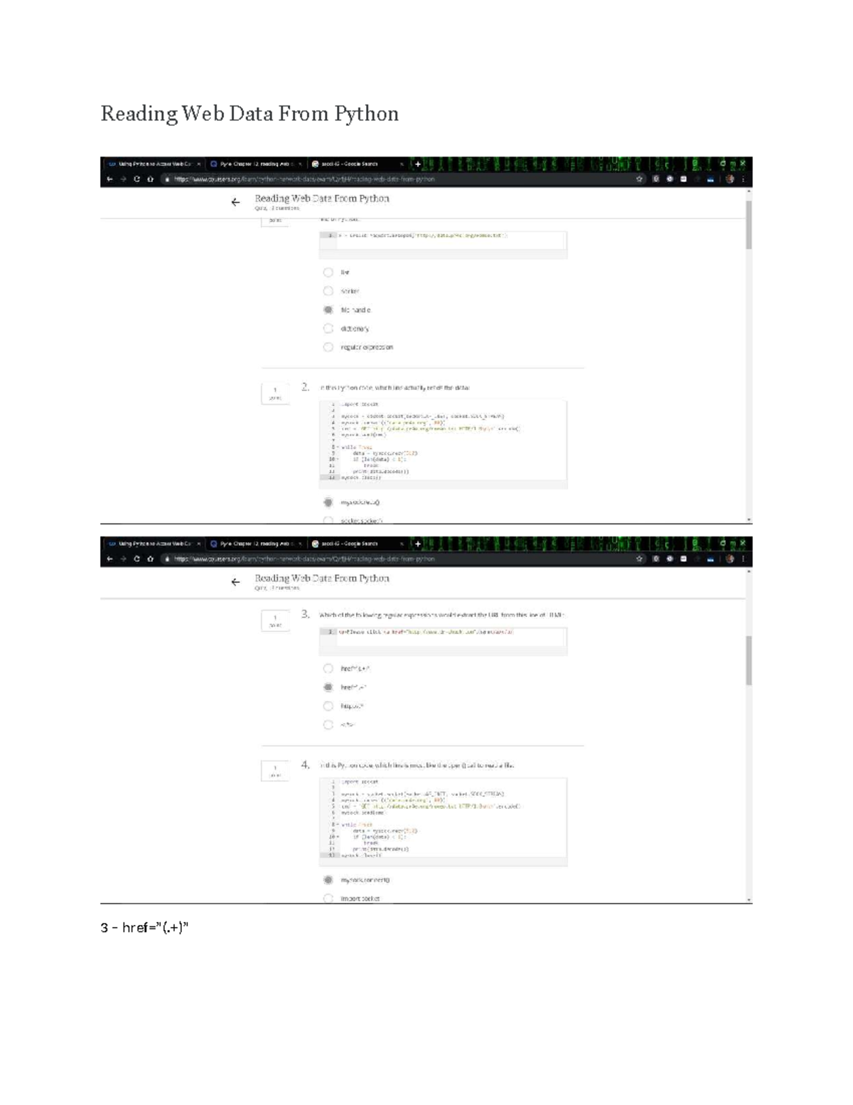 Quiz 3: Reading Web Data From Python (PY4E) - Studocu