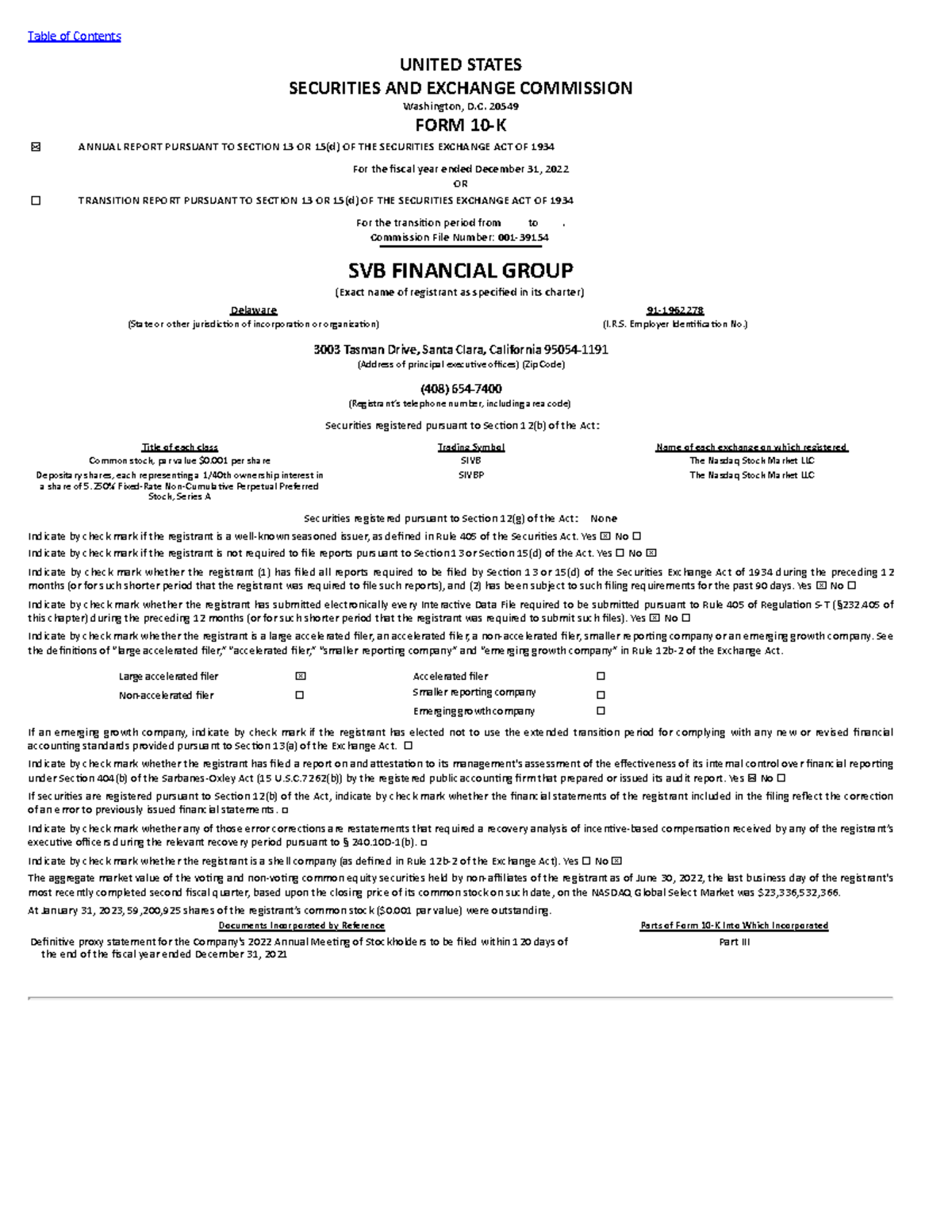 10-K 2022: Annual Financial Report of SVB Financial Group - Studocu