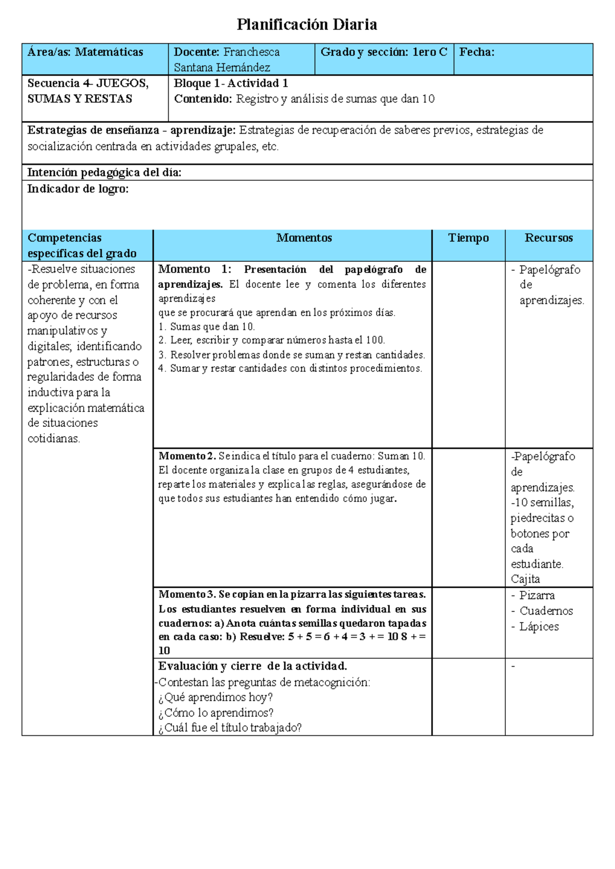 4ta Secuencia 4 - Juegos de Sumade 10 y Restas en Matemáticas - Studocu