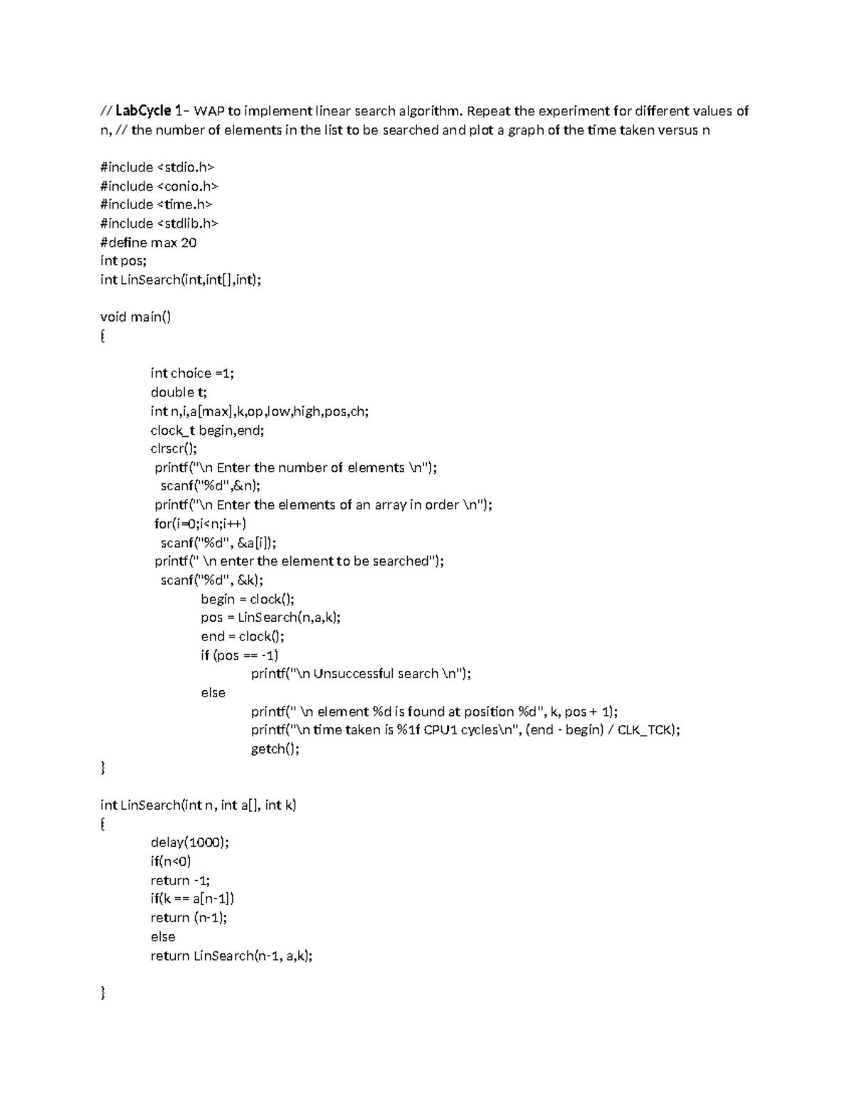 ADA 4th Sem Lab Programs: Search, Sort, and Graph Algorithms - Studocu