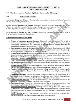 POM - Notes of the POM BCA-104 - UNIT-I: Nature of Management Meaning ...