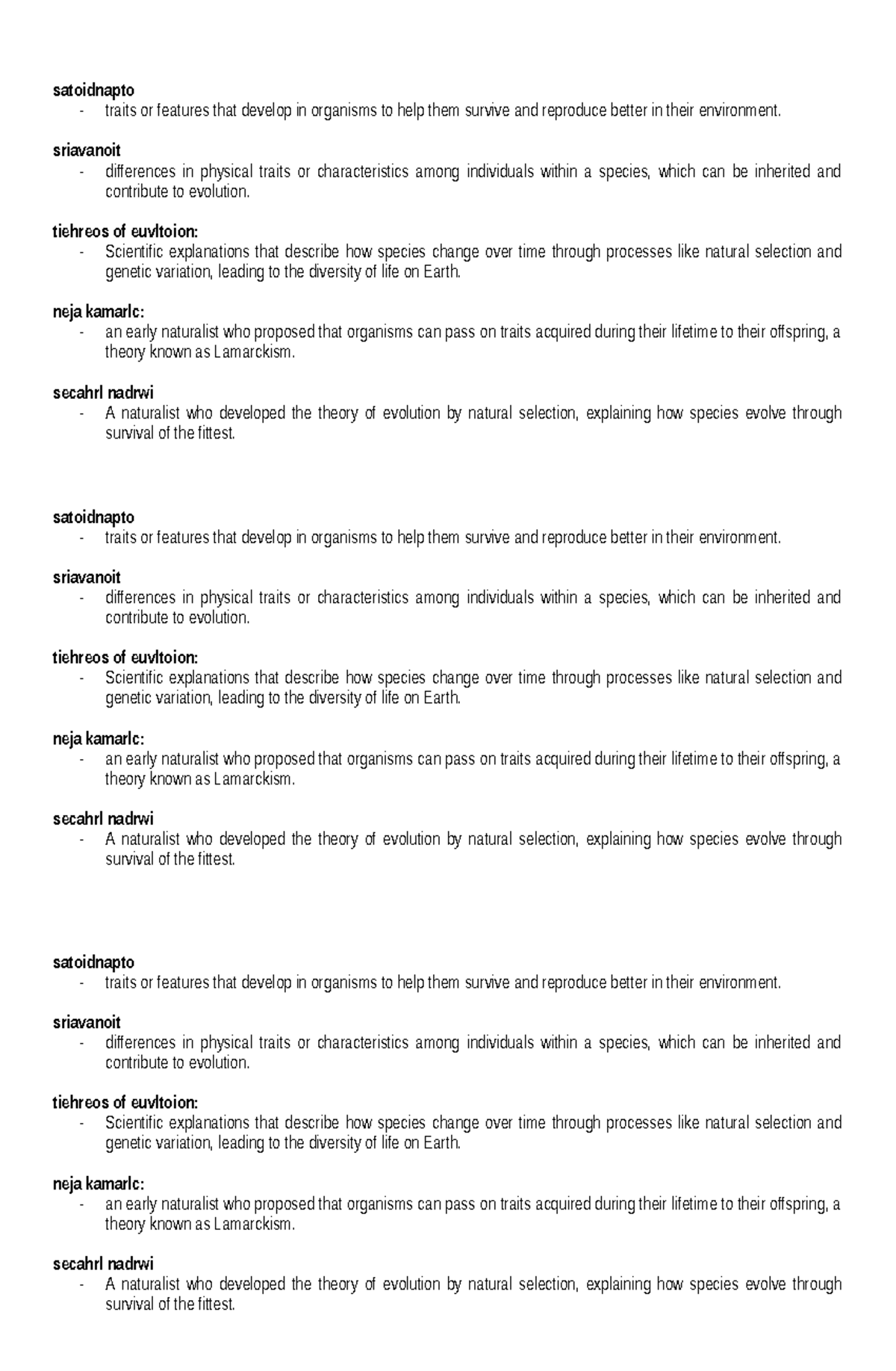 Evolution Concepts: Traits, Variation, and Natural Selection - Studocu