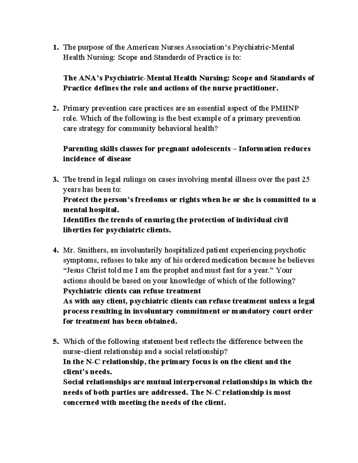 PMHNP 101: Comprehensive Study Guide for Nursing Practice - Studocu