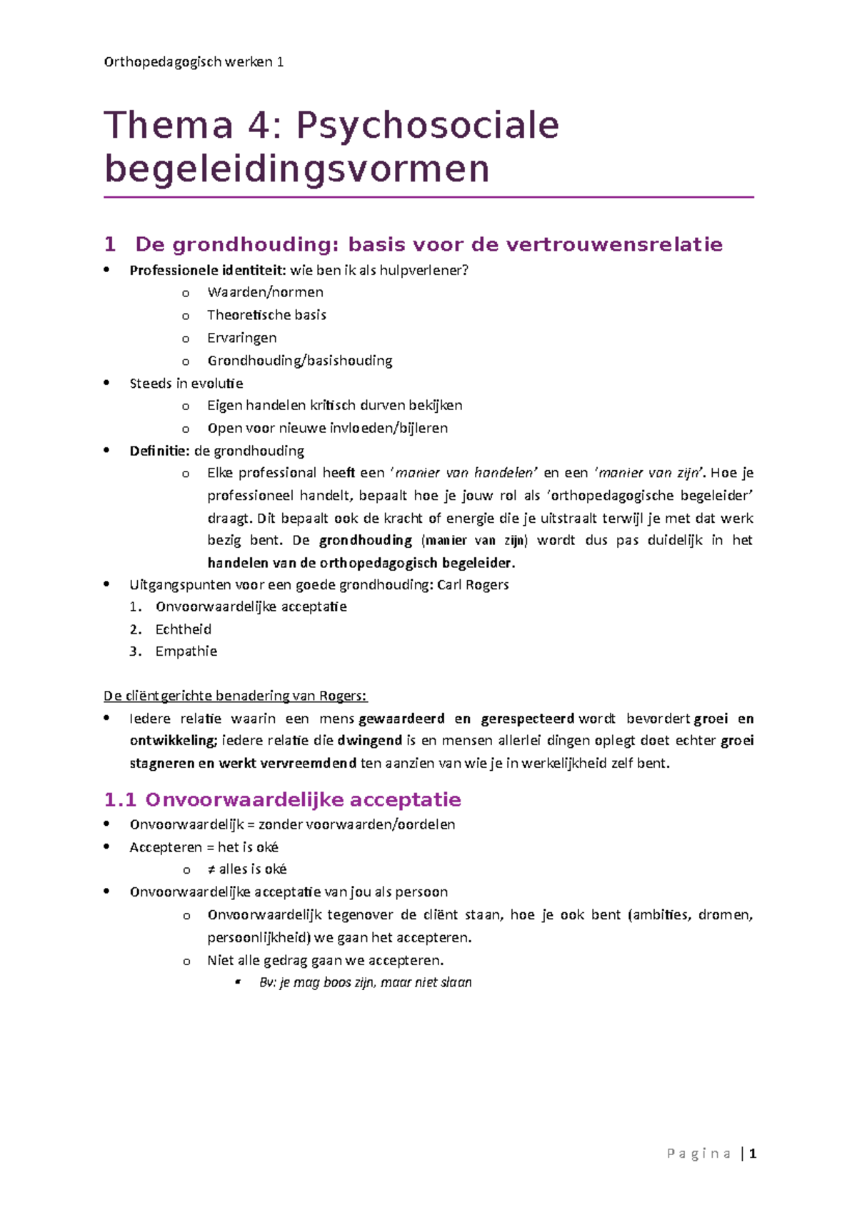 Psychosociale Begeleiding: Grondhouding en Vertrouwensrelaties - Studocu