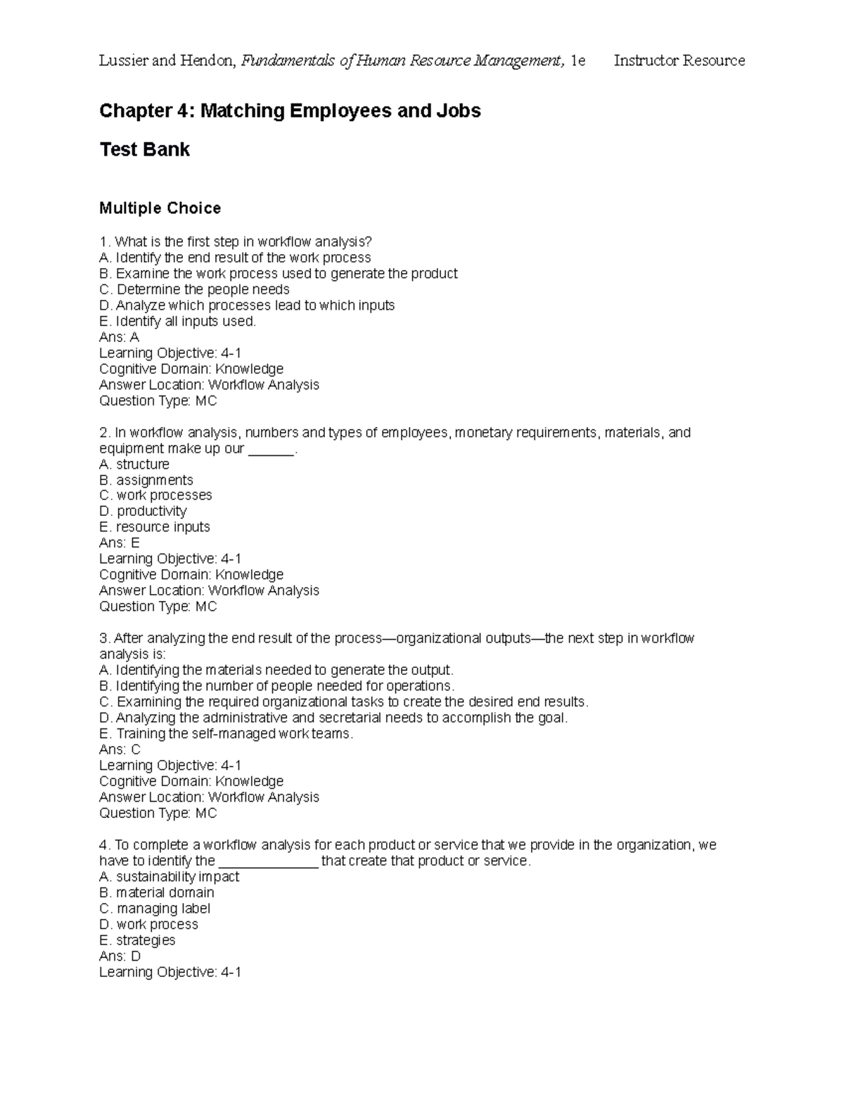 Lussier Test Bank 04 - chapter 4 test banks - Lussier and Hendon ...