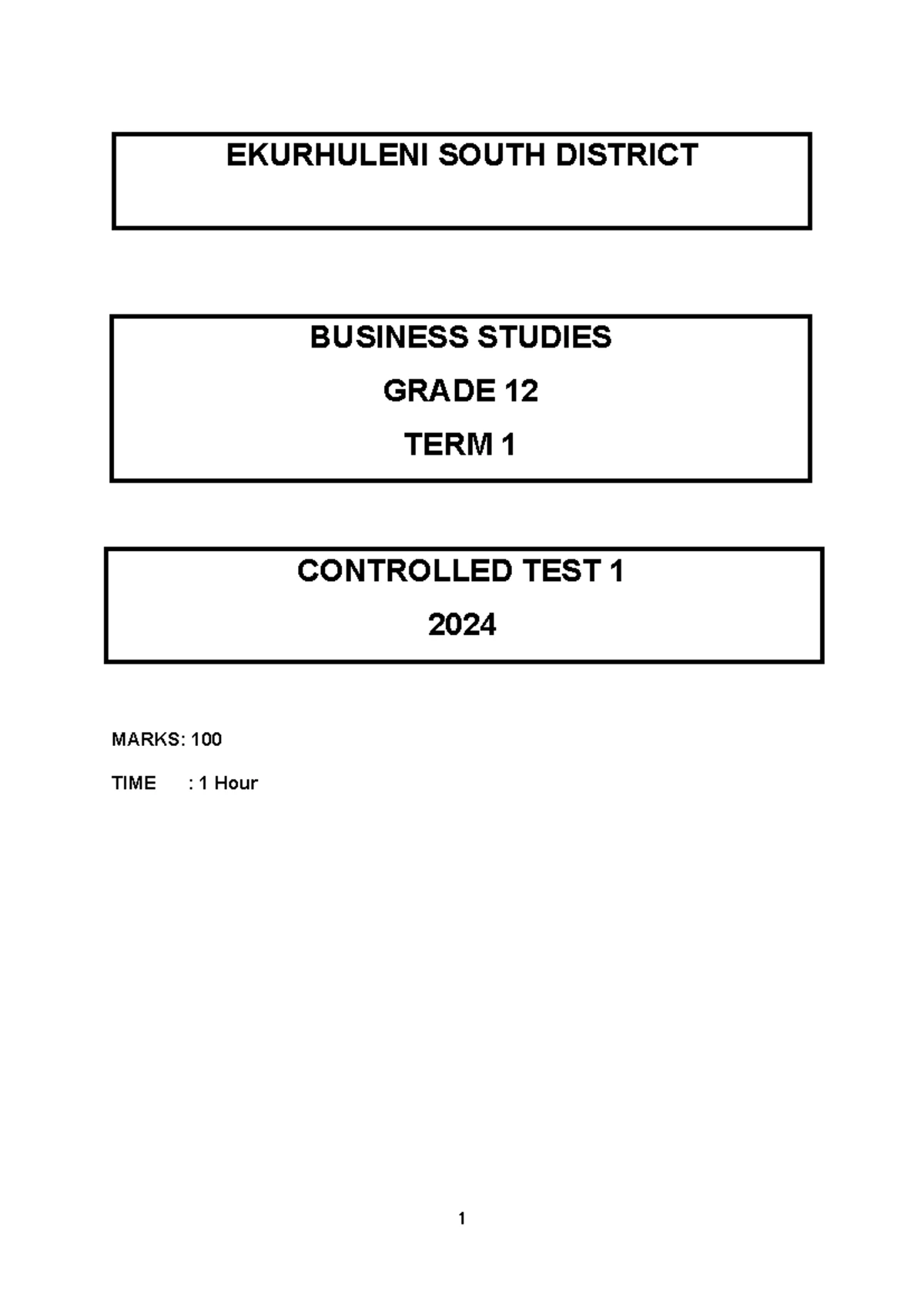 Business Studies Grade 12 June 2024 Exam Paper 2 & Memo - Studocu