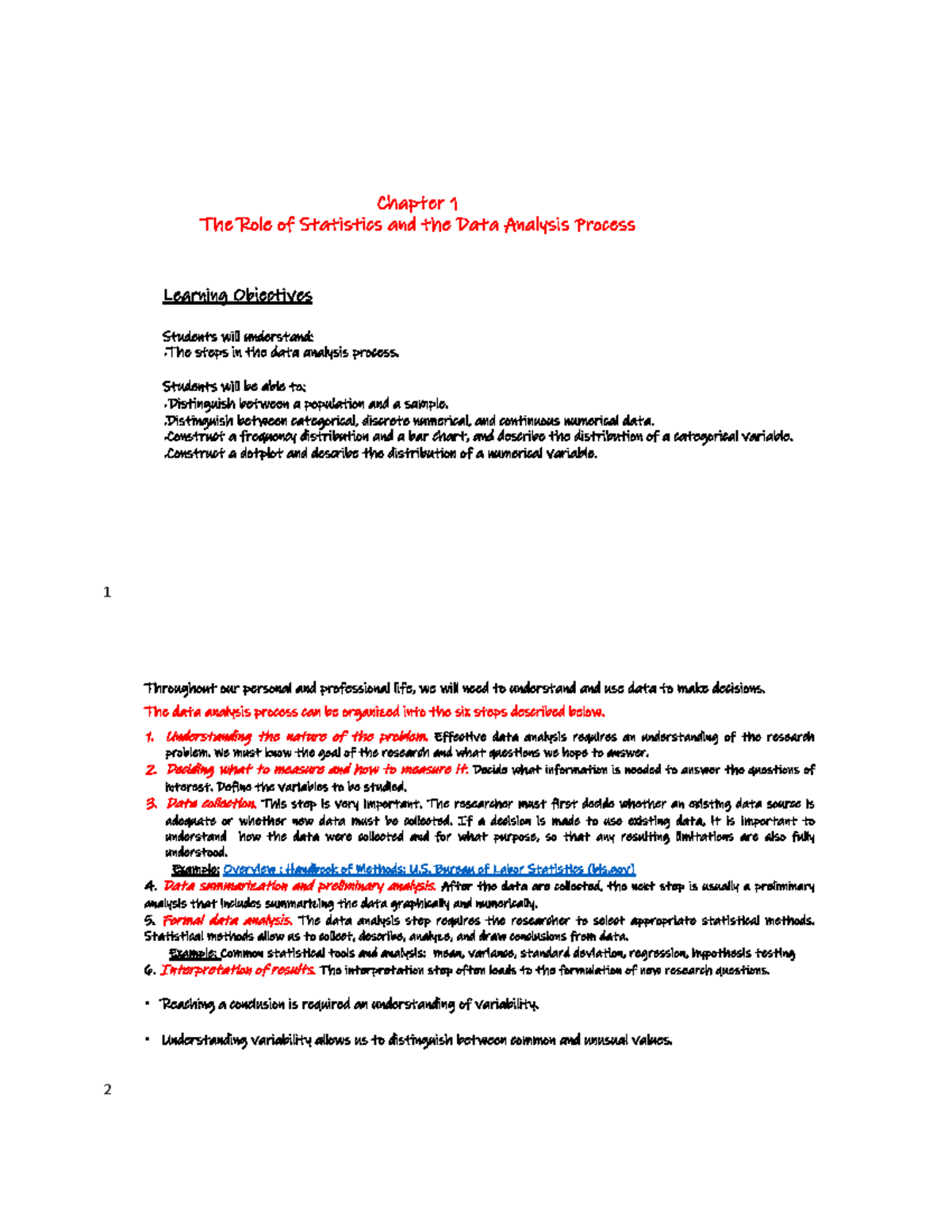 Chapter-1 - chapter 1 lecture notes - Chapter 1 The Role of Statistics ...