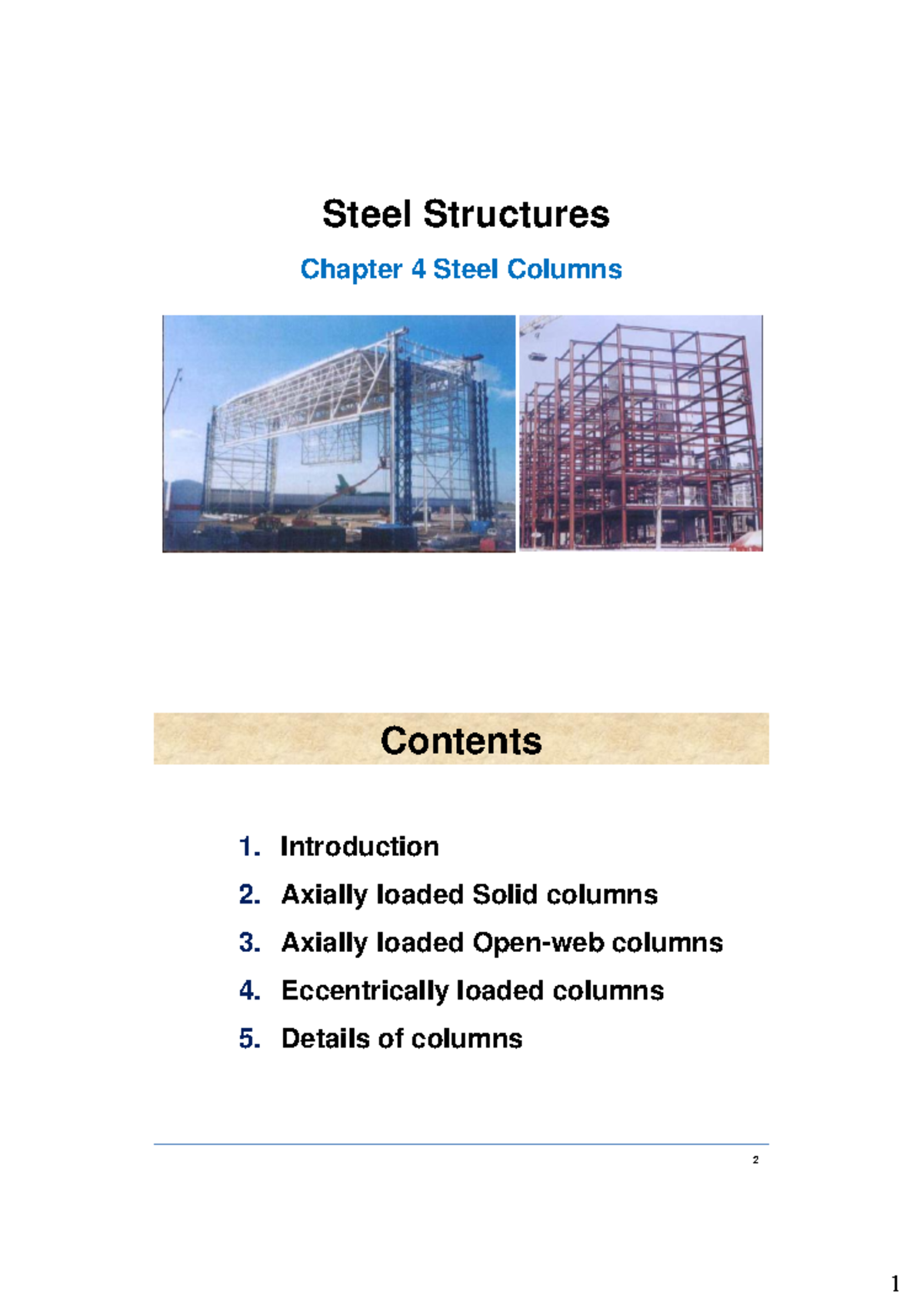 Ch4.1 Axially loaded Columns - Steel Structures Chapter 4 Steel Columns ...