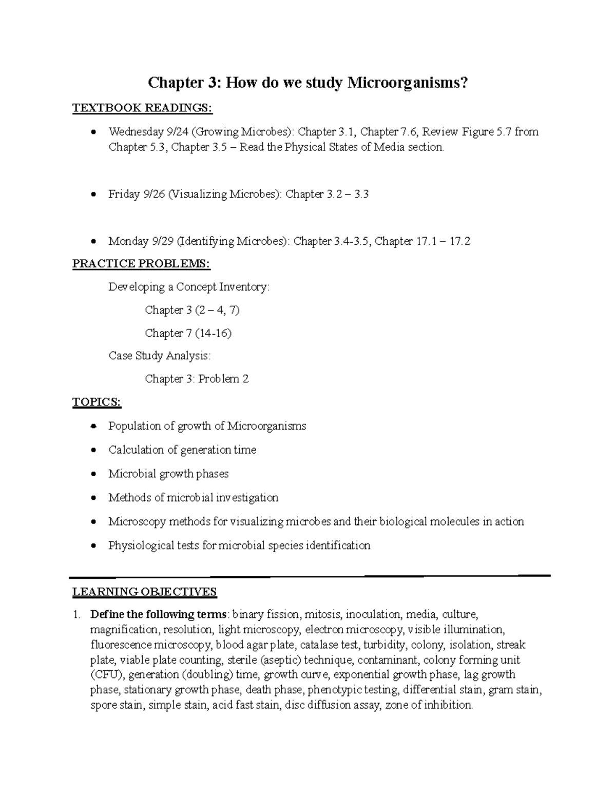 Microbiology (BIO 101): Chapter 3 - Studying Microorganisms Methods & Concepts - Studocu