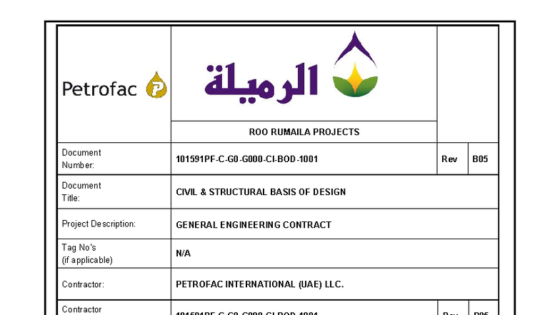 CIVIL STRUCTURAL DESIGN BASIS FOR ROO PROJECTS Rev B05 - Studocu