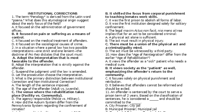 Institutional Corrections: Key Concepts and Case Studies - Studocu
