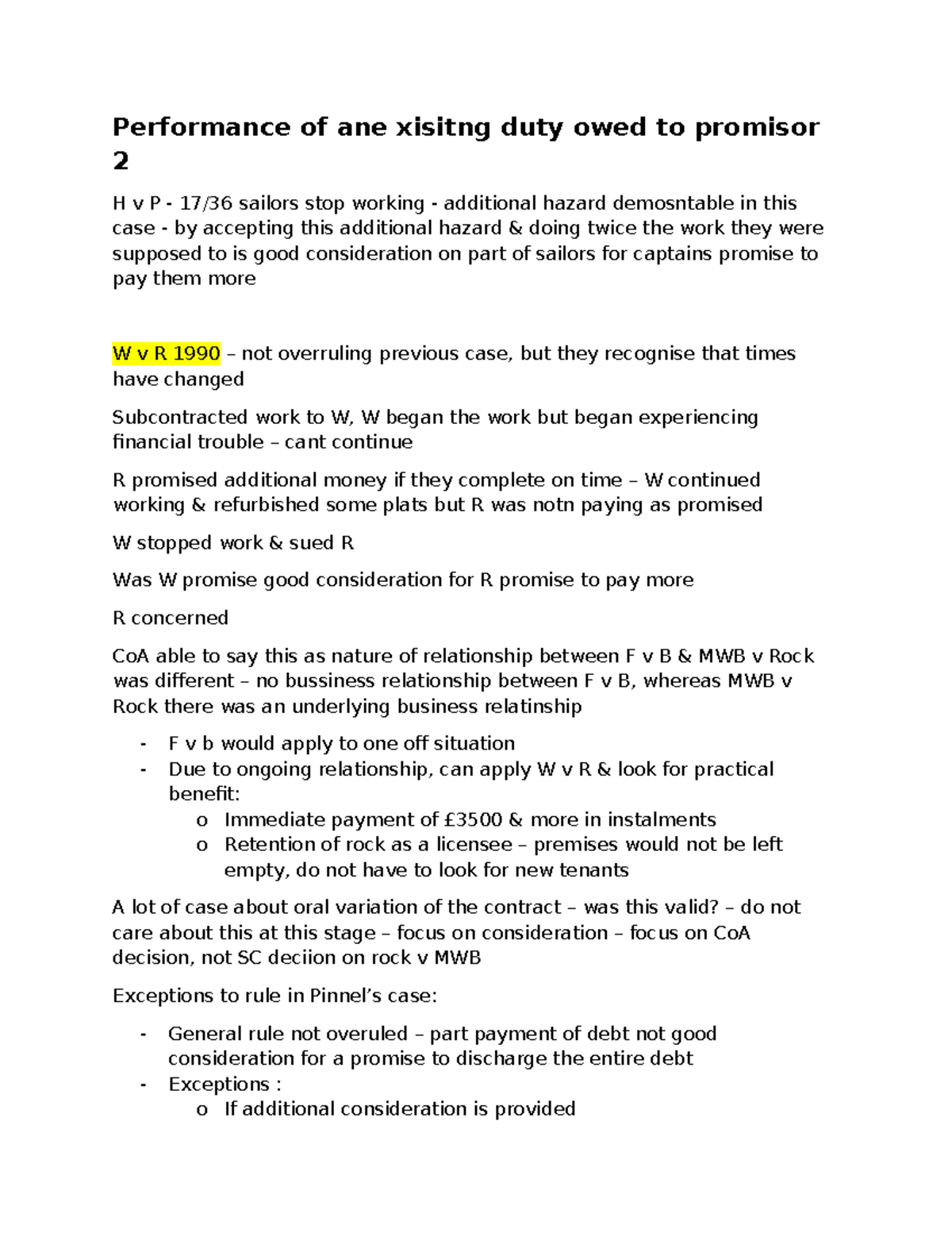 Contract Law Lecture 8 & 9: Promissory Estoppel and Consideration - Studocu