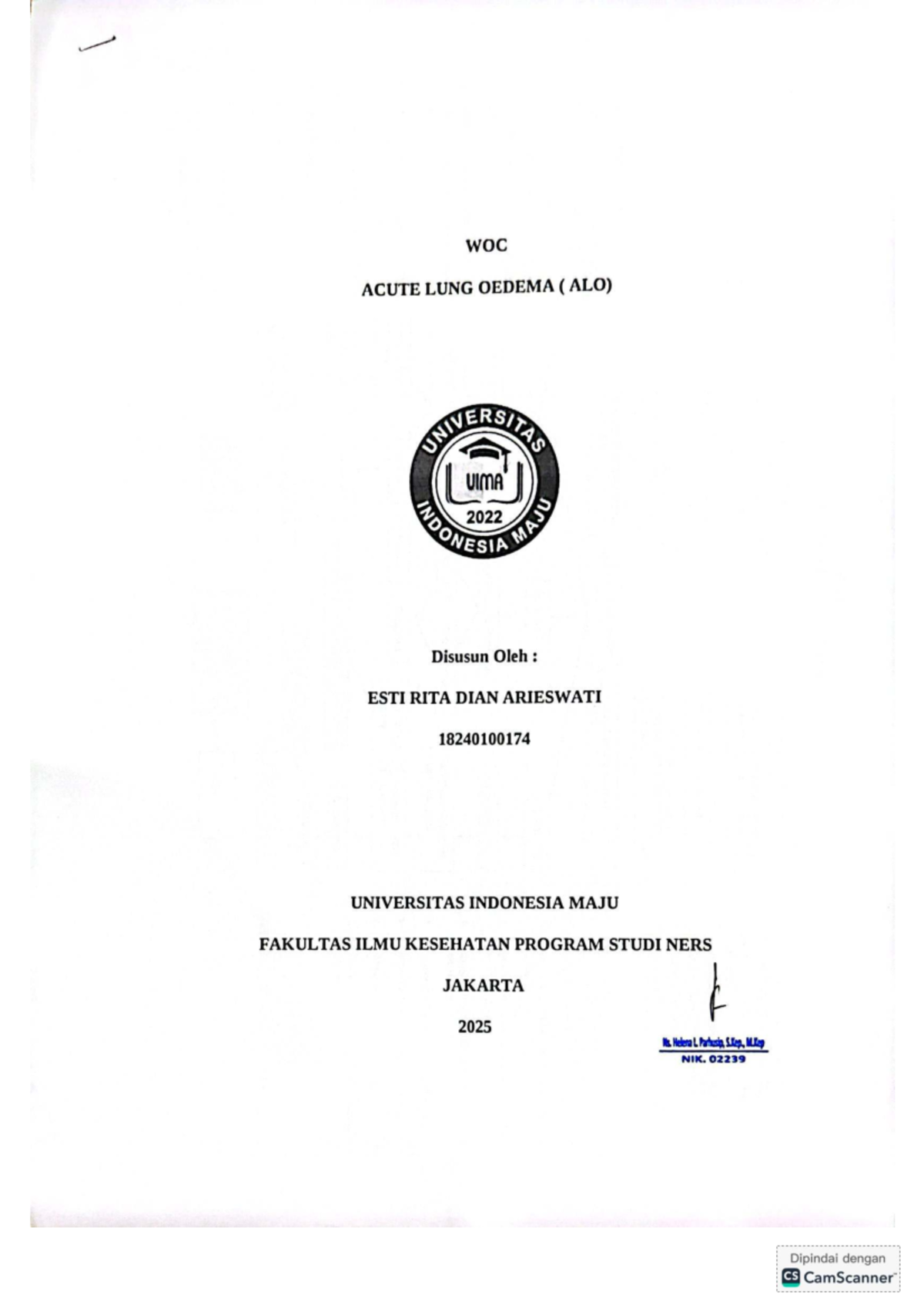 WOC Nursing 2025: Acute Lung Oedema (ALO) Overview and Management - Studocu