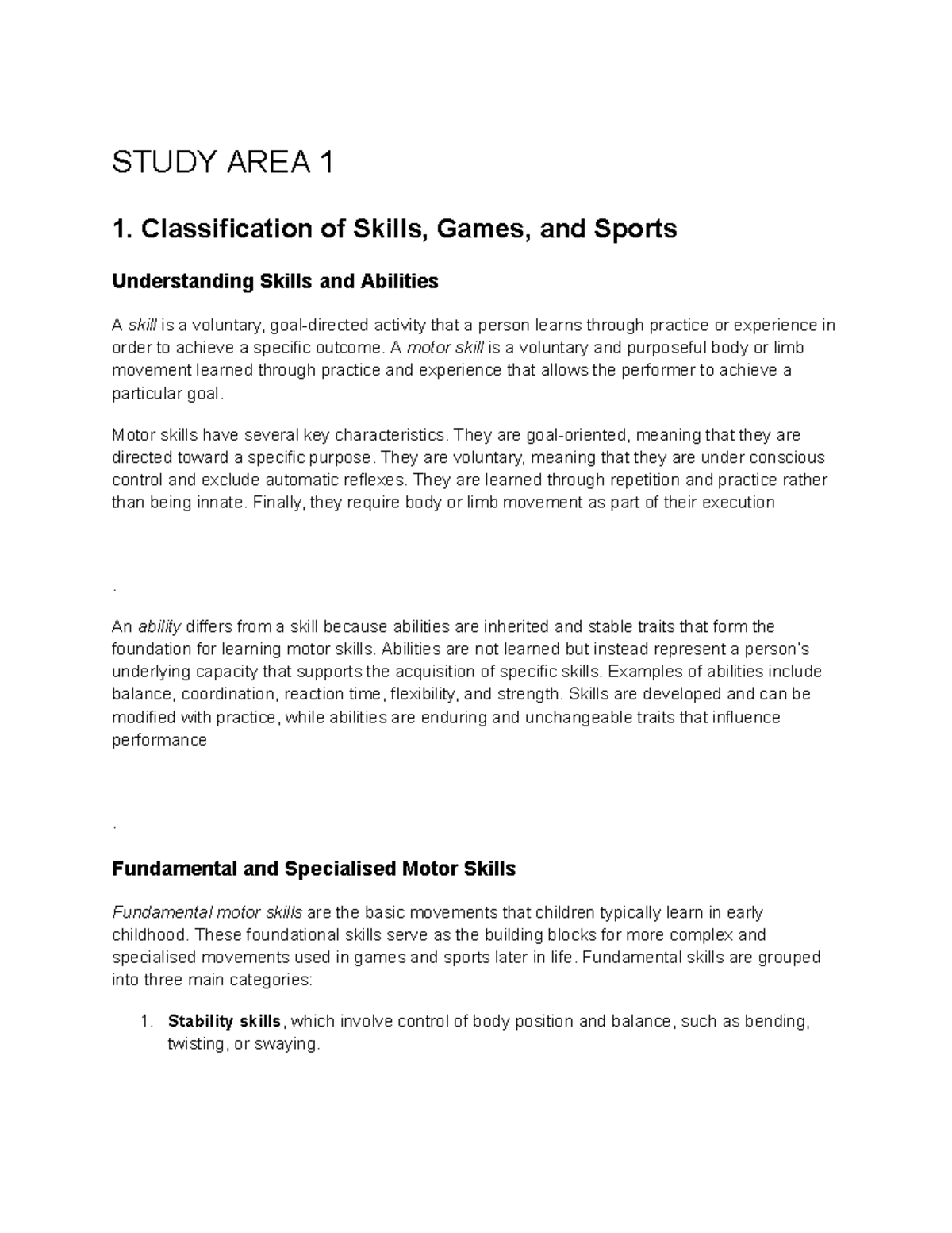 HSE 204 Final Exam Study Guide: Skills, Games, and Sports ...