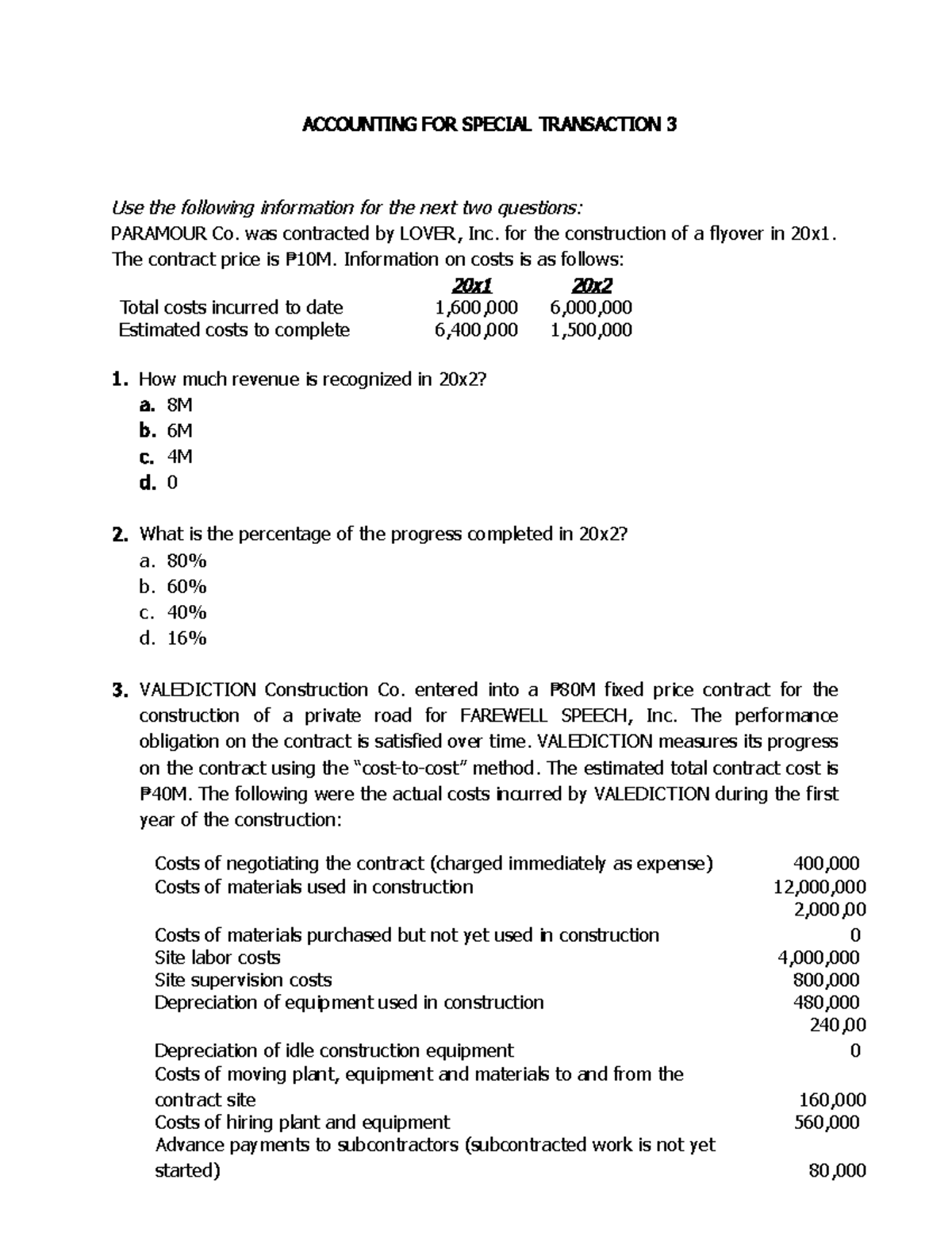 Accounting FOR Special Transaction 3 - ACCOUNTING FOR SPECIAL ...