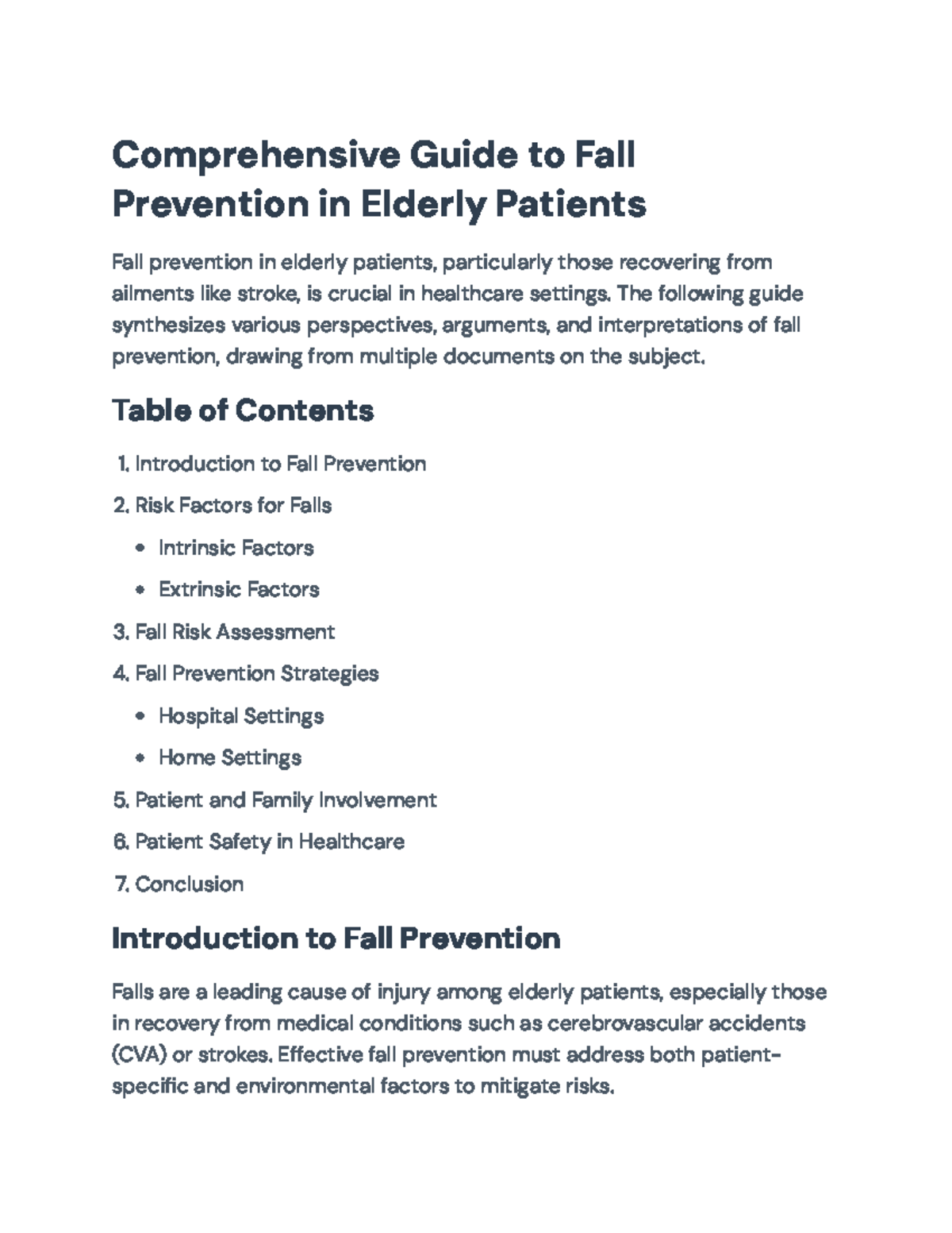 Comprehensive Guide to Fall Prevention in Elderly Patients ...