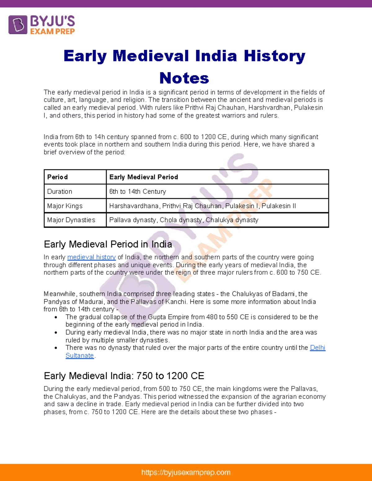 Early Medieval India History Notes (131706) - Studocu