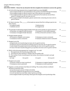 Chapter 2 Economic Questions - Chapter 2 The Economic Problem Test Bank ...