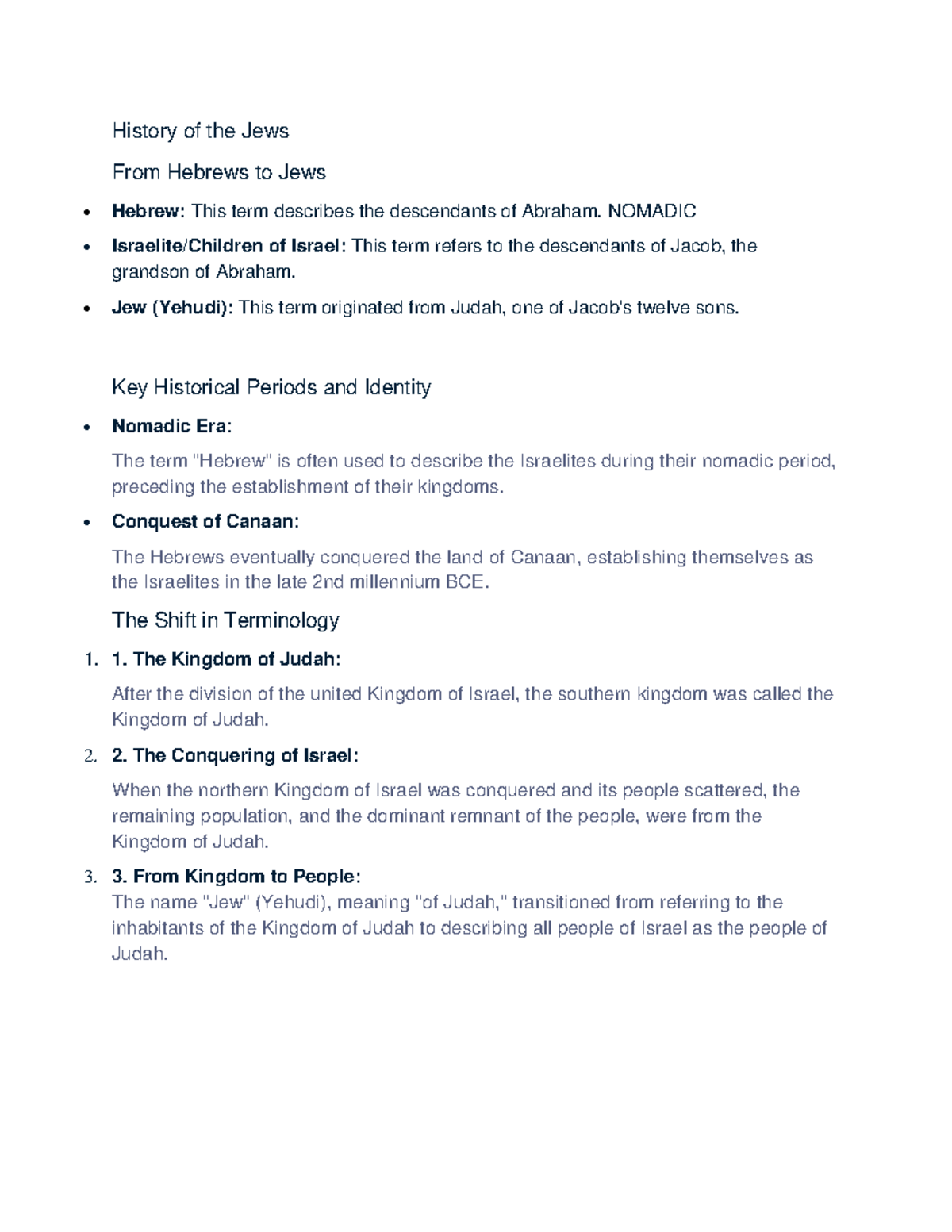From Hebrews to Jews: Key Historical Notes on Identity - Studocu