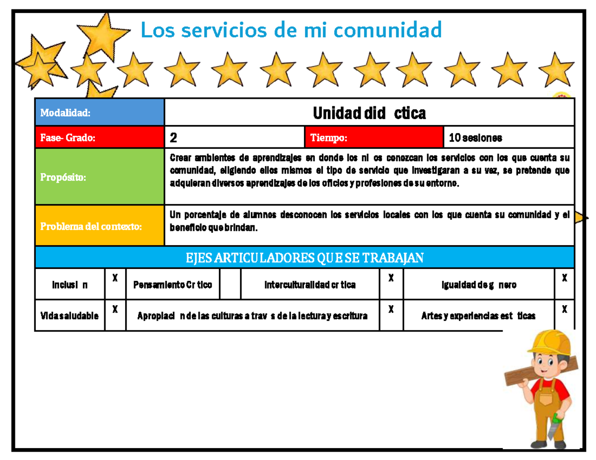 Servicios de la Comunidad - Unidad Didáctica para 2° Grado - Studocu