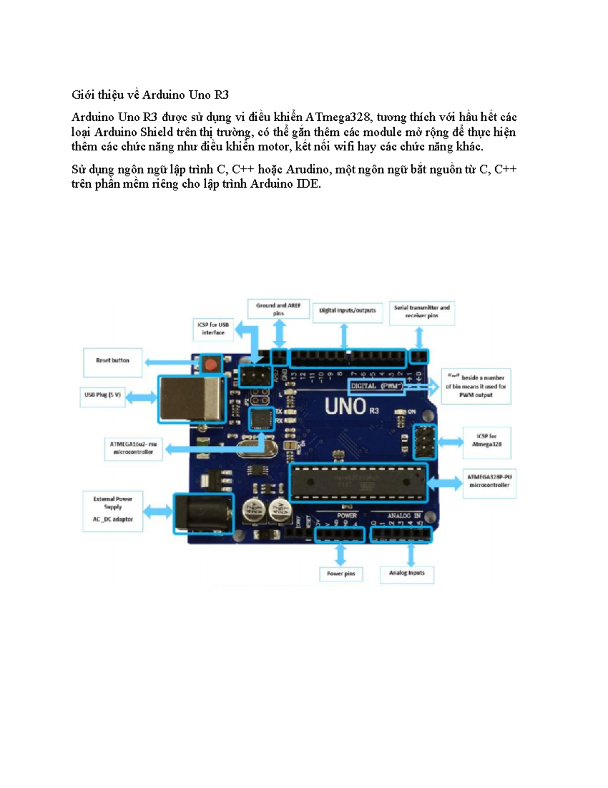 Giới thiệu về Arduino Uno R3: Tính Năng và Cấu Tạo Chi Tiết - Studocu