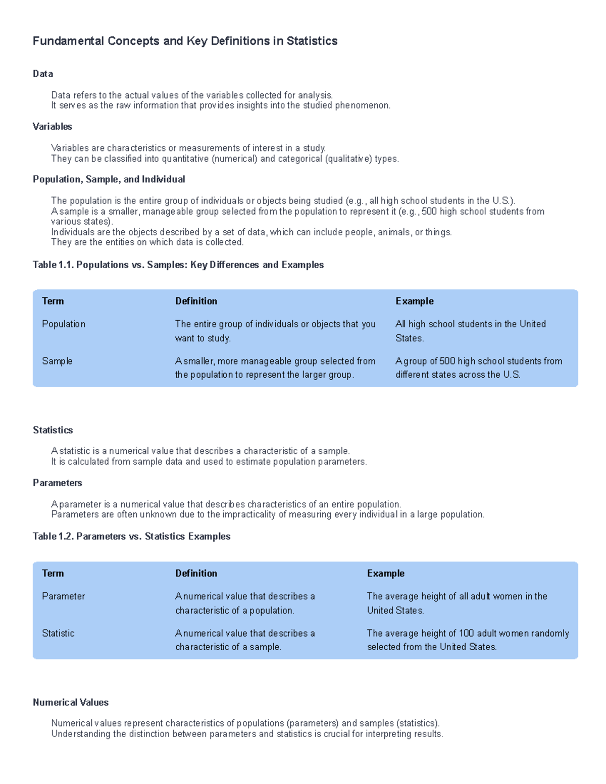 WGU D772 Statistical Data Literacy - Section 1 Key Concepts Guide - Studocu