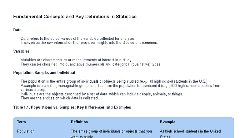 WGU D772 Statistical Data Literacy - Section 1 Key Concepts Guide - Studocu