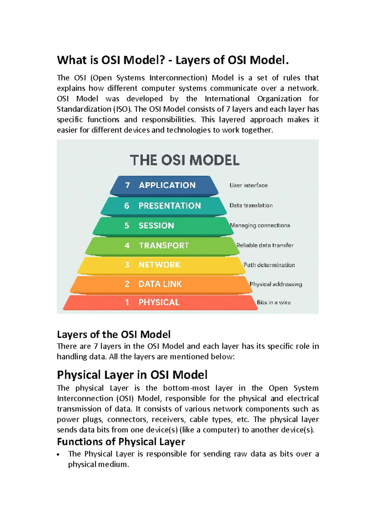 Networking Unit 2 & 3: Understanding the OSI Model Layers - Studocu