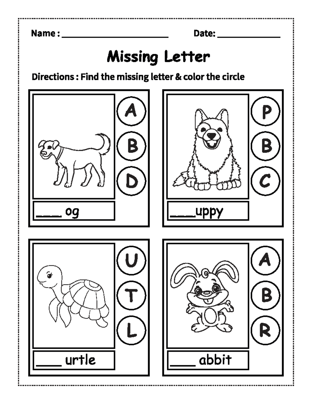 Missing Letters in Animals Activity: Find the Missing Letters - Studocu
