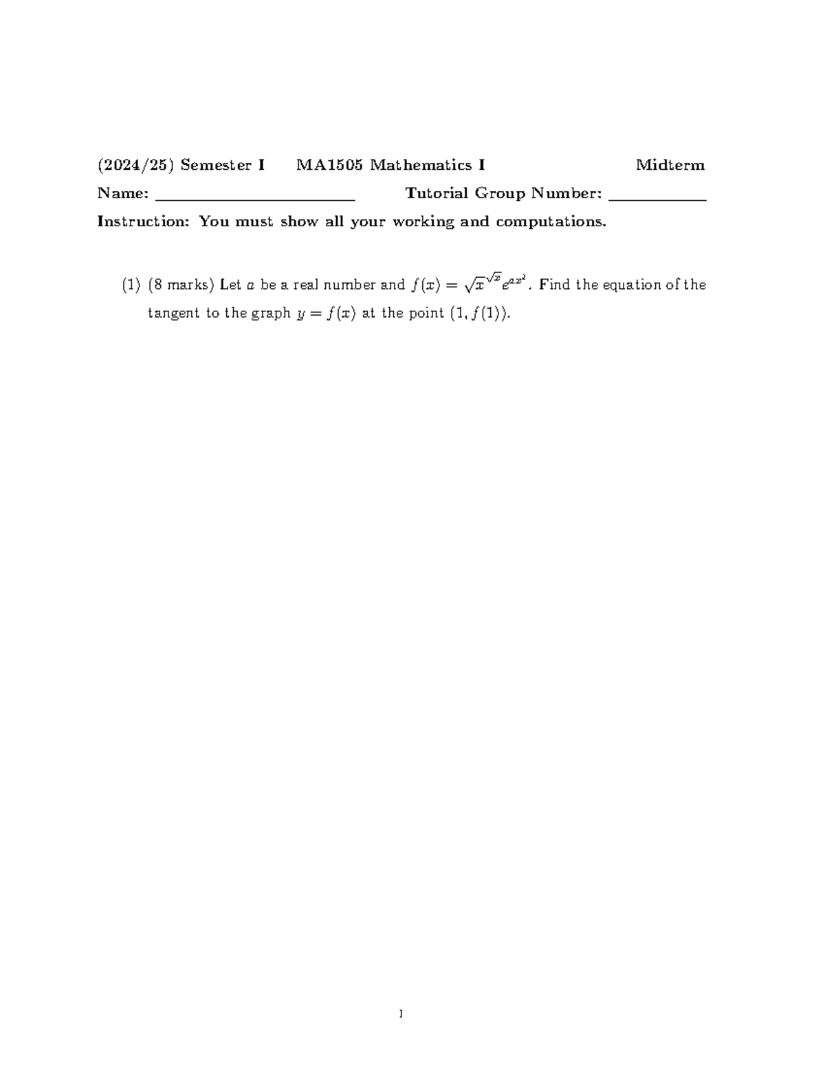 Midterm Exam Notes for MA1505 Mathematics I (2024) - Studocu
