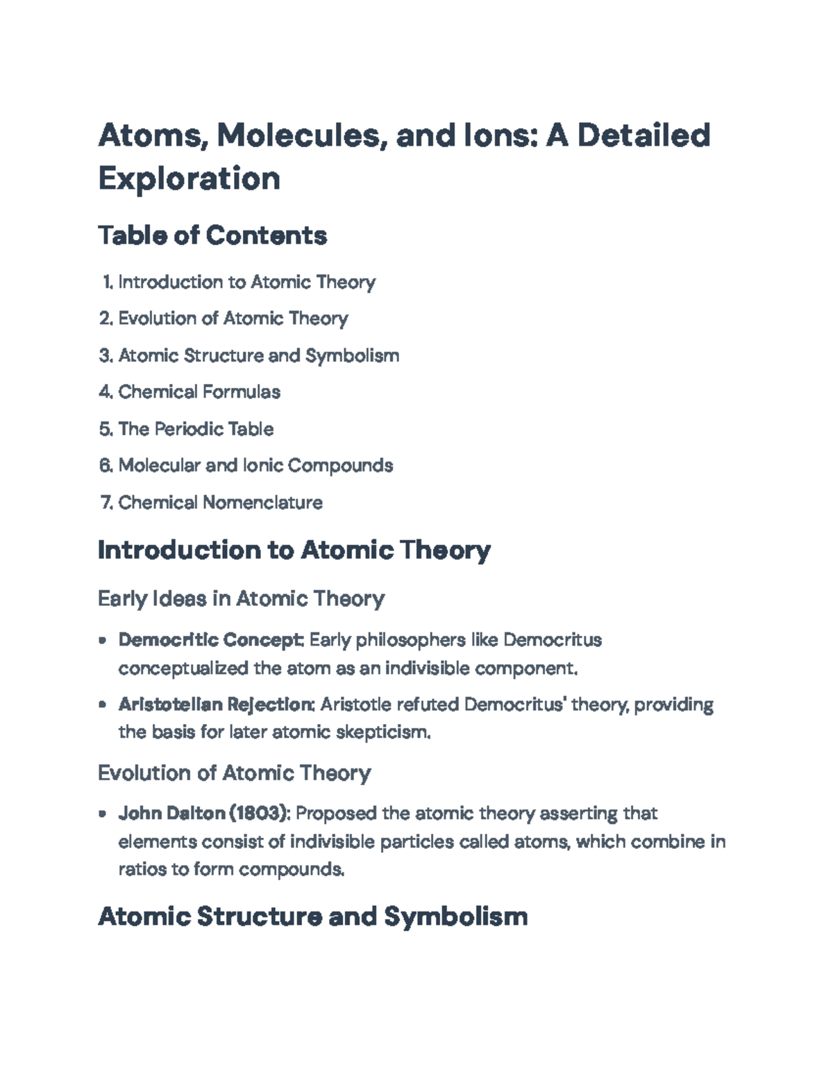 Introduction to Atomic Theory: Key Concepts and Chemical Foundations ...