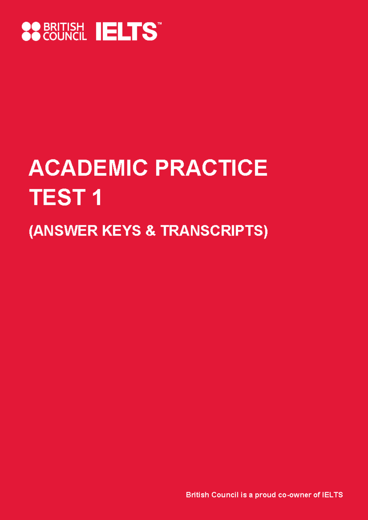 IELTS Academic Practice Test 1: Complete Answer Key and Transcripts ...