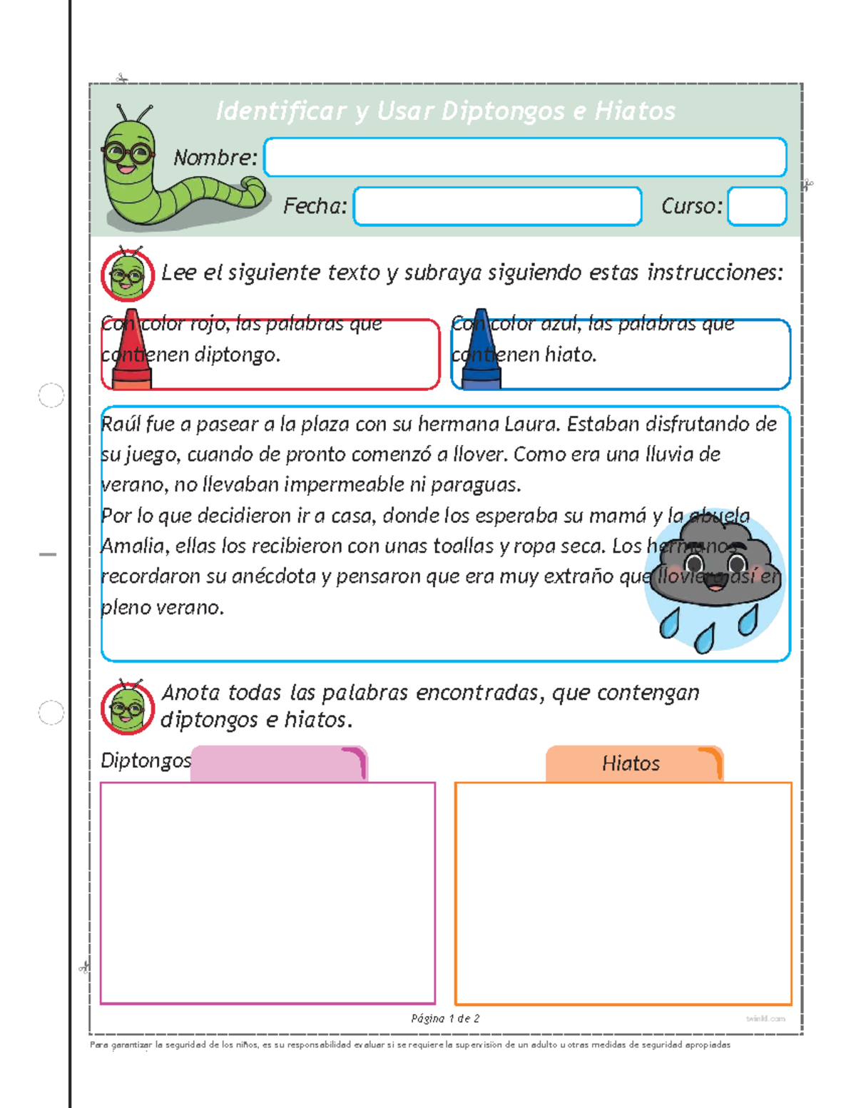 Guía de Diptongos e Hiatos: Actividades y Ejercicios Prácticos - Studocu