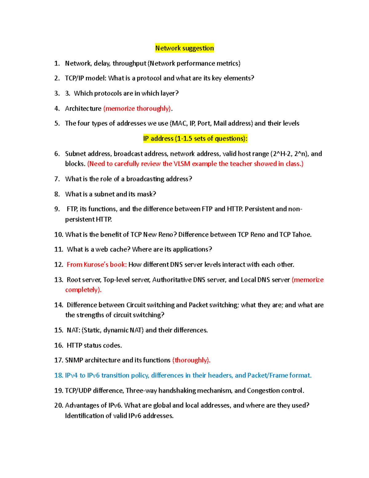 Network Performance Metrics & Protocols Overview (CS101) - Studocu