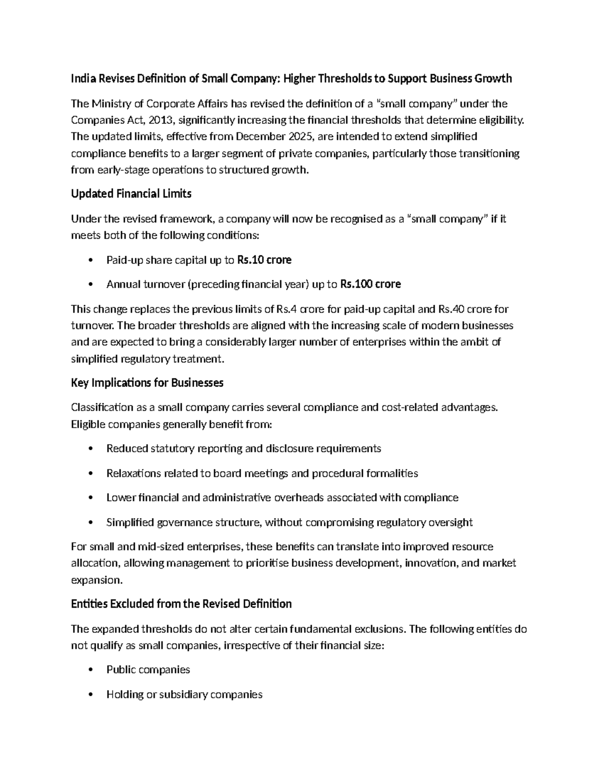 Revised Small Company Definitions: New Thresholds for Business Growth ...