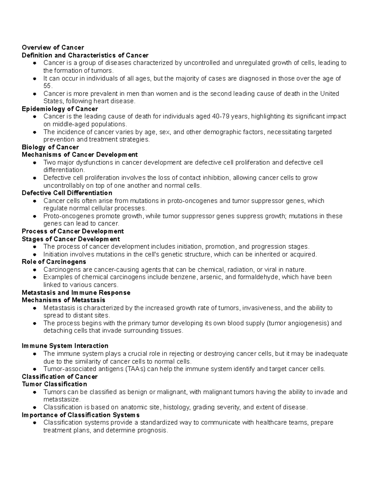 Quizlet Study Guides Oncology - Google Docs - Overview of Cancer ...