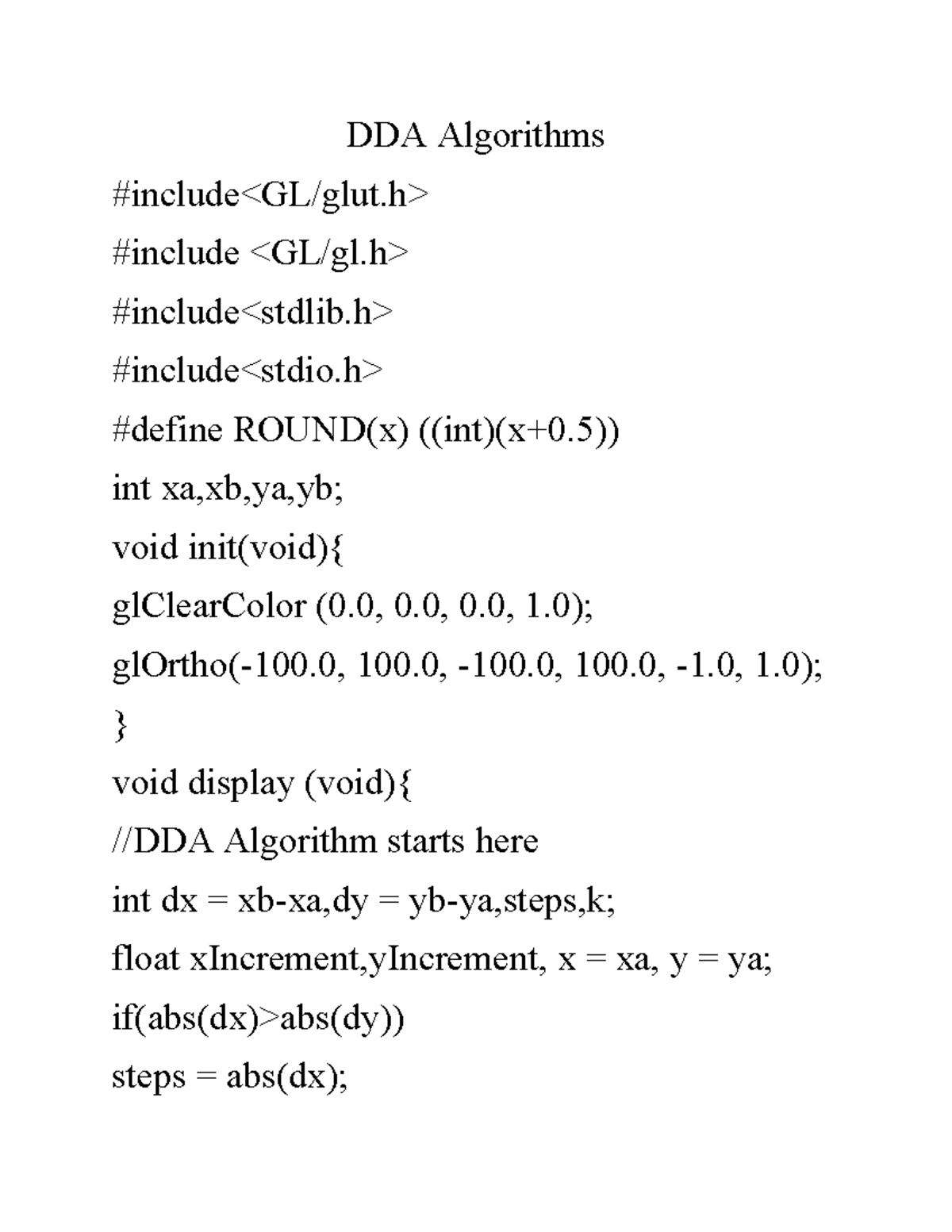 DDA Algorithms - DDA - DDA Algorithms #include #include - Studocu