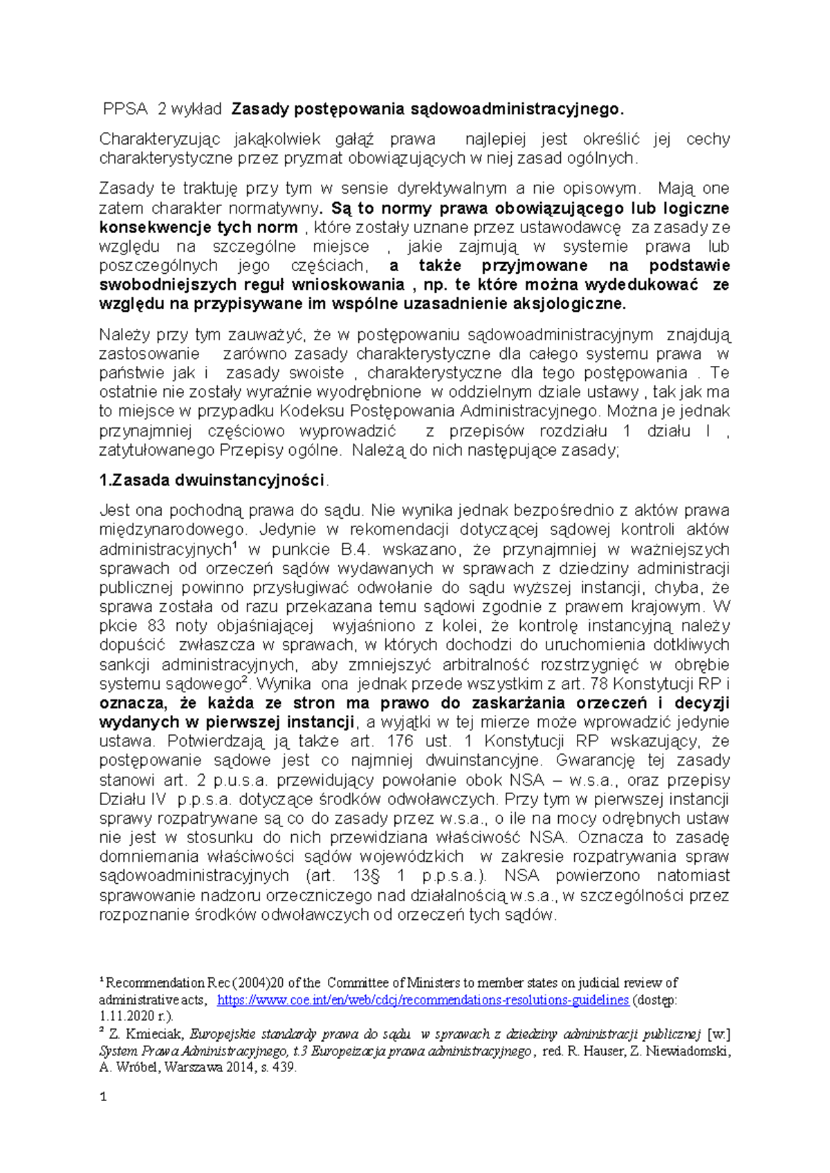 PPSA 2 Wykład: Zasady Postępowania Sądowo-Administracyjnego - Studocu