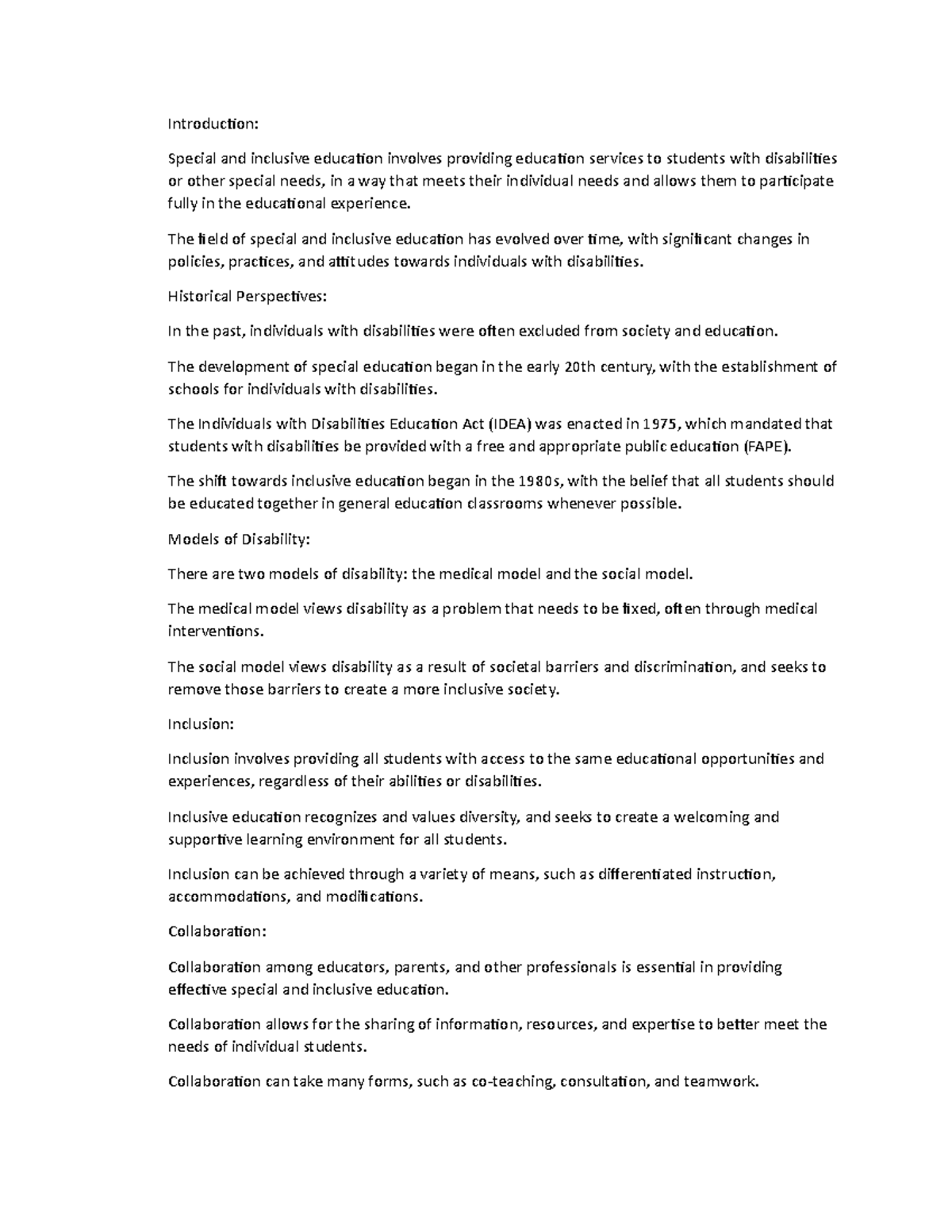 Foundations of Special & Inclusive Ed: History, Models, & Inclusion ...