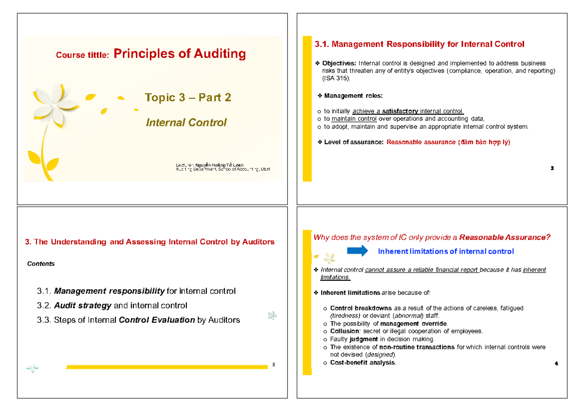 Topic 3 - Internal Control System - Student - Part 2 - printing - Lecturer: Nguyễn Hoàng Tố Loan ...