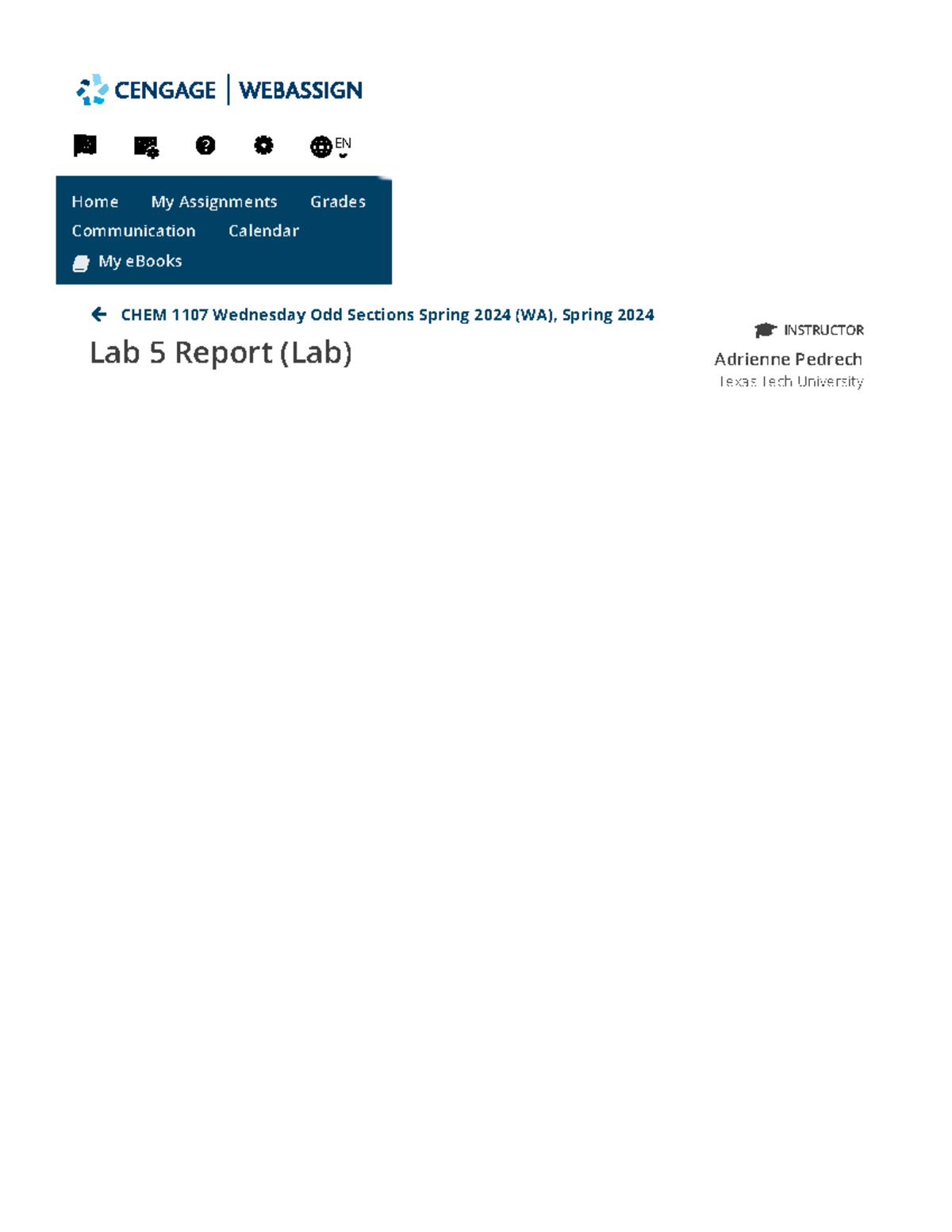 CHEM 1107 Lab 5 Report: Classes of Chemical Reactions - Spring 2024 - Studocu