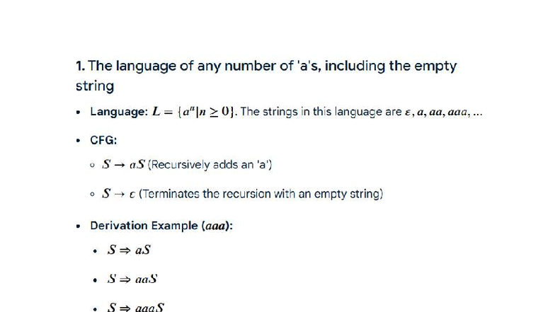 Construction of CFG Examples for Language Theory (CS101) - Studocu