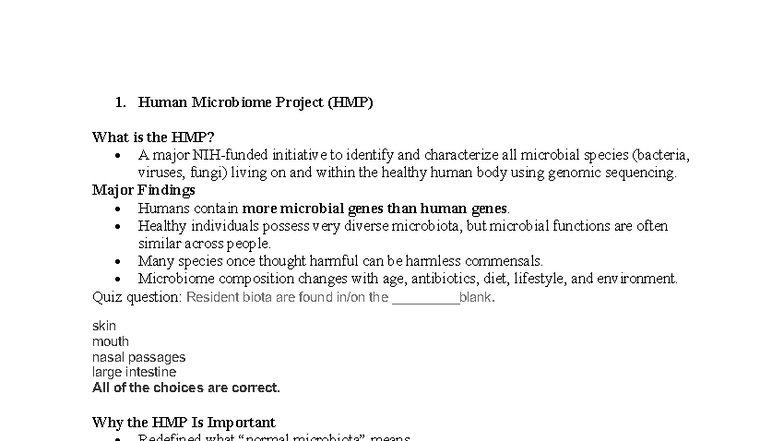 Human Microbiome, Pathogens, and Infectious Disease Overview (BIO101 ...