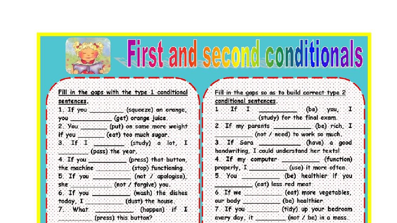 1 y 2 Conditional - Fill in the Gaps Exercises - Studocu
