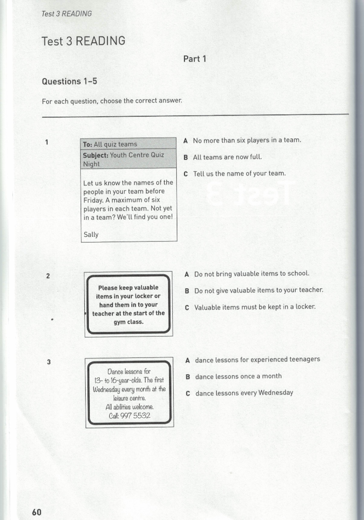 Collins B1 Preliminary for Schools Test 3 Reading Practice & Tips - Studocu