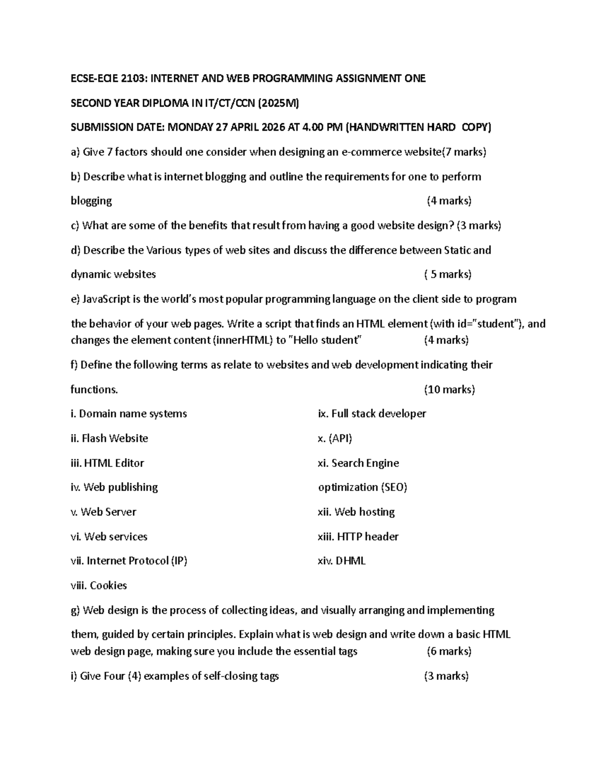2103: Internet & Web Programming Assignment 1 - Design & Blogging ...