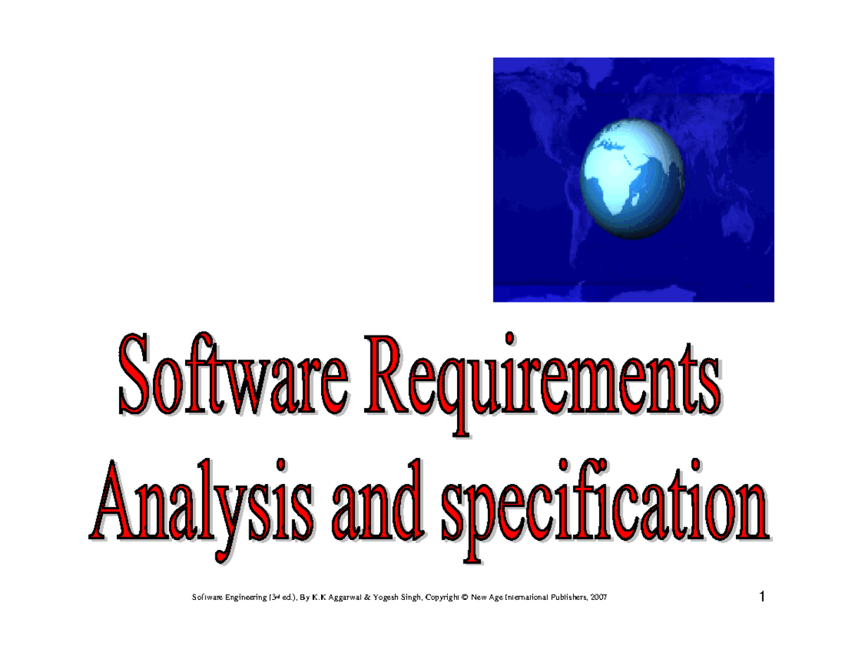 Chapter 3 Software Requirements - Software Engineering ( rd ed.), By K ...