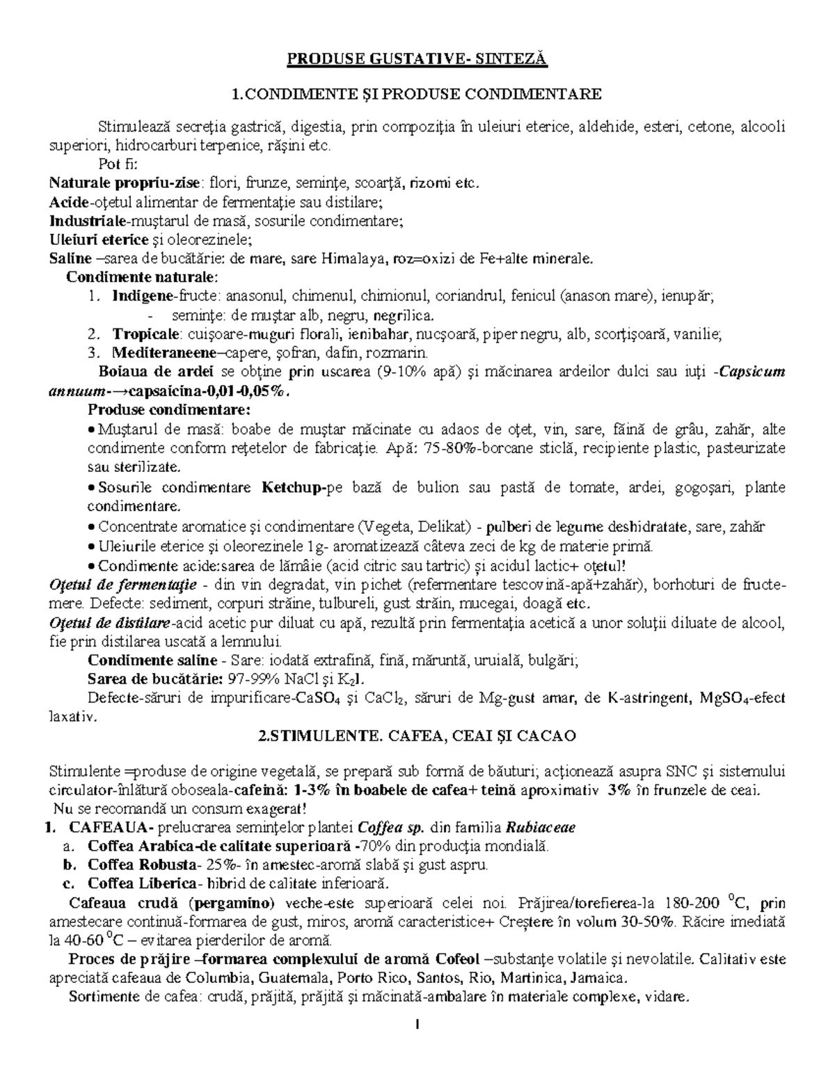 LP 5. Condimente și Stimulente: Ghid Complet pentru 2020 - Studocu